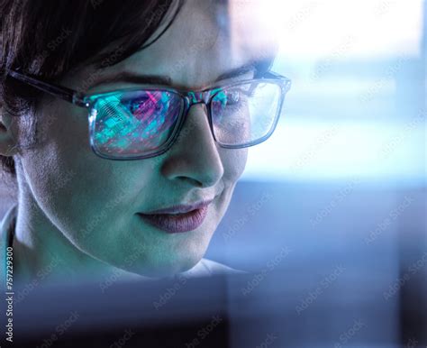 Ai Engineering Female Stem Engineer Using Artificial Intelligence To Design Micro Electronics