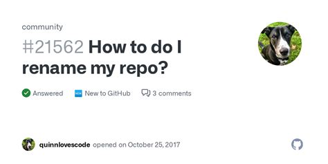 How To Do I Rename My Repo · Community · Discussion 21562 · Github