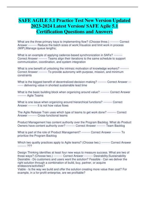 Safe Agile 5 1 Practice Test New Version Updated Latest Version Safe Agile 5 1 Certification