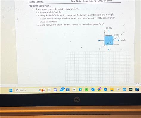 solved 1 draw the mohr s circle2 ﻿using the mohr s circle
