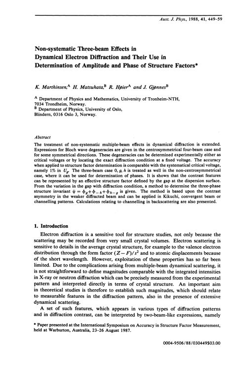 Pdf Non Systematic Three Beam Effects In Dynamical Electron