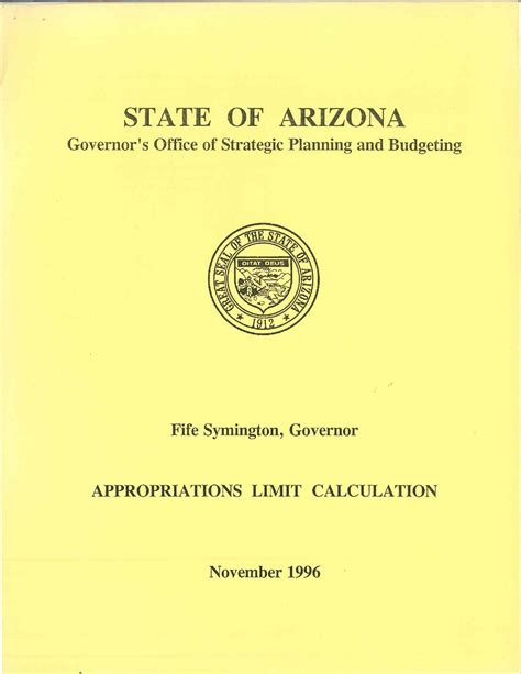 Appropriations Limit Calculation November 1996 Arizona Memory Project