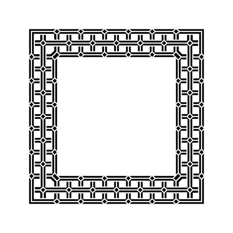 Ornamental Geometric Square Border Pattern Design With Symmetrical