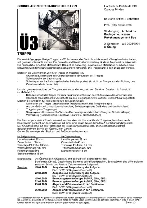 Ue3 Treppe Ws2023 24 GRUNDLAGEN DER BAUKONSTRUKTION Hochschule