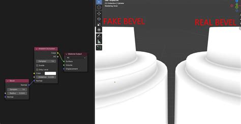 cycles render engine using bevel node as normal input for ambient occlusion node causes dark