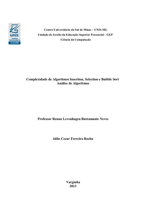 complexidade de algoritmos insertion selection e bubble sort