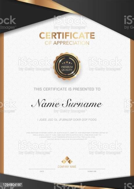 고급스럽고 현대적인 스타일의 벡터 이미지가있는 졸업장 템플릿 블랙과 골드 컬러 감사에 적합한 상 벡터 일러스트레이션 Eps10 증명서에 대한 스톡 벡터 아트 및 기타 이미지