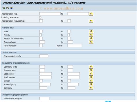 IMR SAP Tcode App Requisition W Distrib W O Variants