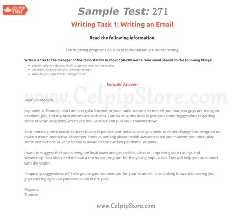 Celpip Writing An Email