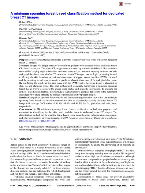 PDF A Minimum Spanning Forest Based Classification Method For