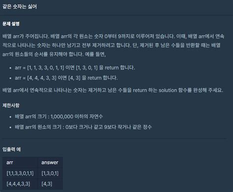 고득점 Kit 스택큐 같은 숫자는 싫어