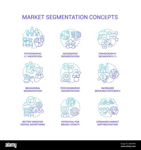 Market Segmentation Blue Gradient Concept Icons Set Stock Vector Image And Art Alamy