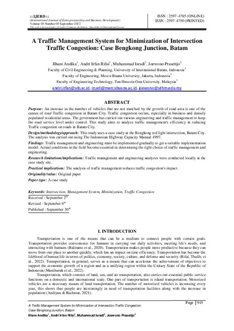 Pdf A Traffic Management System For Minimization Of Intersection Traffic Congestion Case