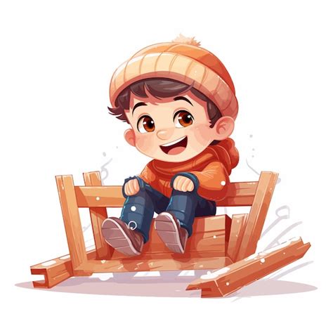 Мальчик едет верхом Премиум векторы