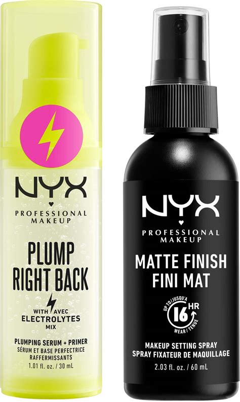 Nyx Professional Makeup Bundle Plump Right Back Primer Serum 30 Ml And Matte Finish Setting Nyx Professional Makeup Bundle Plump Right Back Primer Serum 30 Ml And Matte Finish Setting