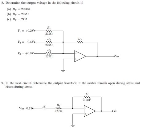 Solved Determine The Output Voltage In The Following Chegg Com