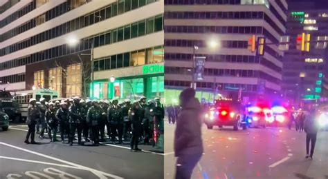 Riot Police Show Up During Eagles Fans Celebration