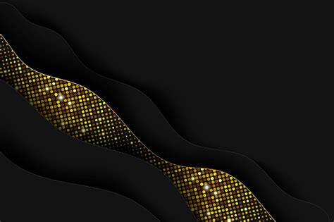깊은 종이 예술 만화 검은 추상 파도 종이 배경 개척 현대 종이 접기 디자인 서식 파일입니다 벡터 일러스트입니다 3d 종이 레이어 디스코 골든 하프톤 도트와 파도 가리기에