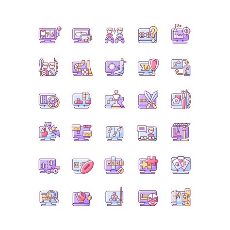 Online Game Types Rgb Color Icons Set 3022206 Vector Art At Vecteezy