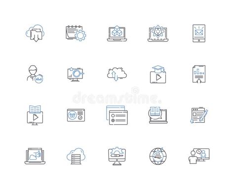 High Tech Line Icons Collection Innovation Robotics Automation Virtuality Cybersecurity
