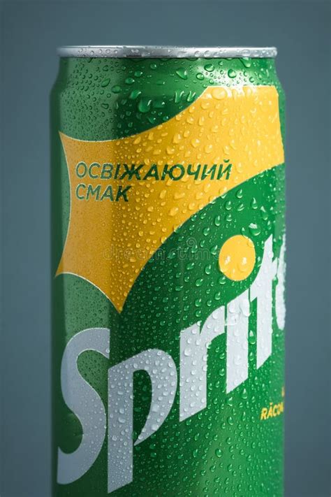 Kyiv Ukraine May 09 Close Up Shot Of Classic Sprite Green Can On