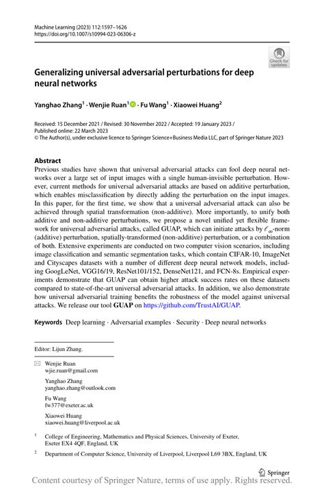 Generalizing Universal Adversarial Perturbations For Deep Neural Networks Request Pdf