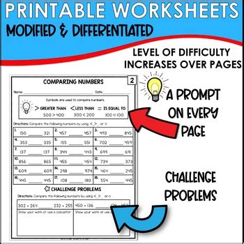 Place Value Comparing Numbers Worksheets By Carol Bell Saved By A Bell