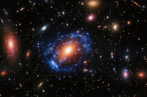 Exploring A Vibrant Galaxy Filled With Stars And Cosmic Structures In Deep Space Stock Image