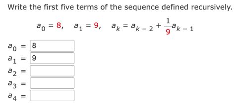 Solved Write The First Five Terms Of The Sequence Defined