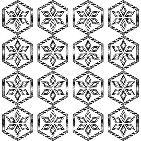 Mosaic With Geometric Shapes Seamless Pattern Design With Manual Hatching Textile Ethnic