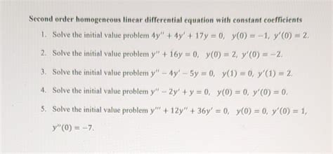 Solved Second Order Homogeneous Linear Differential Equation