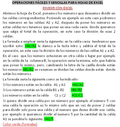 Fórmula dividir en Excel