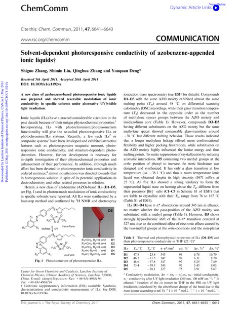 Pdf Solvent Dependent Photoresponsive Conductivity Of Azobenzene