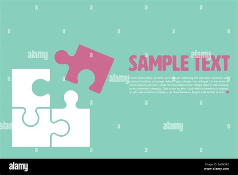 Graphic Vector Template With Jigsaw Puzzle And Sample Text On Aqua Menthe Colored Background