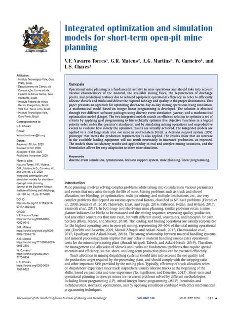 Short Term Optimization In Open Pit Mining Pdf Mathematical