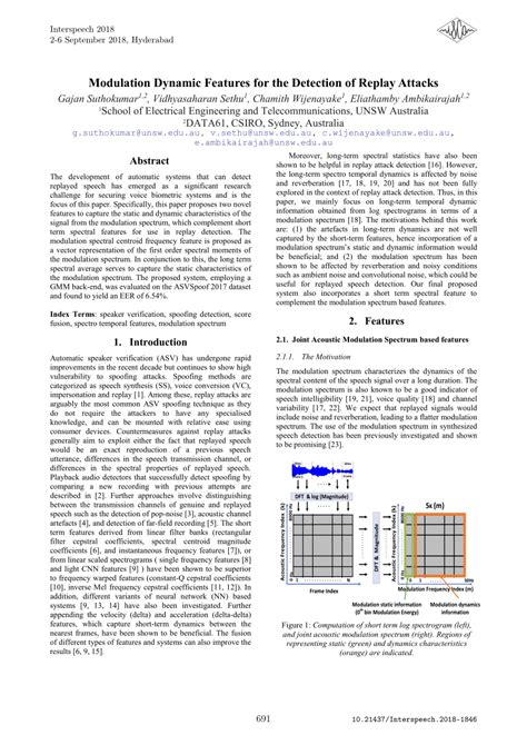Pdf Modulation Dynamic Features For The Detection Of Replay Attacks