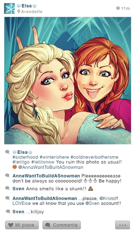 Anna And Elsa Disney Characters Take Selfies On Instagram Popsugar Love Sex Photo