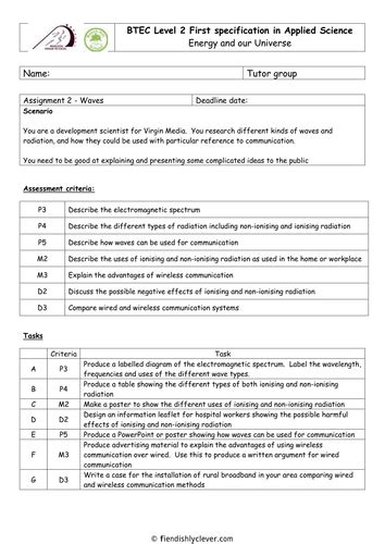Btec Physics Assignment 2 Waves Teaching Resources