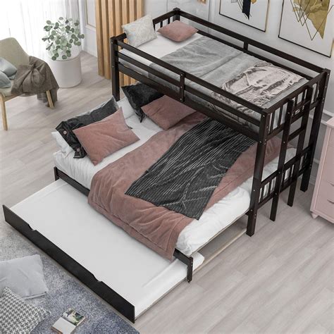Huazhuo Twin Over Pull Out Bunk Bed With Trundle White Wayfair