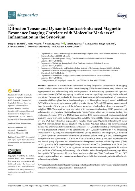 Pdf Diffusion Tensor And Dynamic Contrast Enhanced Magnetic Resonance Imaging Correlate With