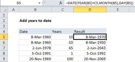 How To Add 10 Years To A Date In Excel Select The Cell That Contains