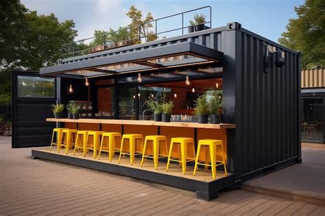 Shipping Container Cafe With Clipping Path Ai Premium Ai Generated Image