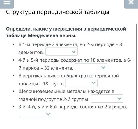 Структура периодической таблицы определи какие утверждения о периодической таблице менделеева