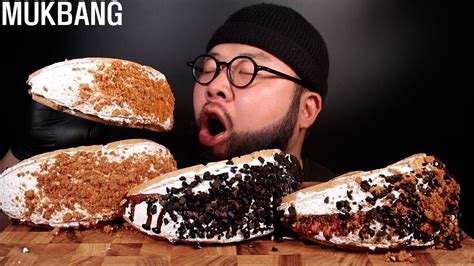 Asmr 우유 생크림 와플 미친 조합 로투스 And 누텔라 And 돼지바 폭발적 먹방 Youtube