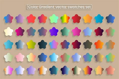 그라디언트가 활기찬 다양한 색상의 큰 견본 배경 세트 프리미엄 벡터