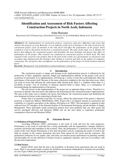 Pdf Identification And Assessment Of Risk Factors Affecting Construction Projects In North