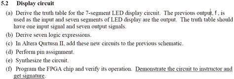 SOLVED Display Circuit A Derive The Truth Table For The Segment LED Display Circuit The