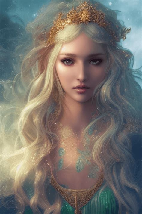 Beautiful Cute Elf Princess Wavy Luxurious Golden Hair · Creative Fabrica