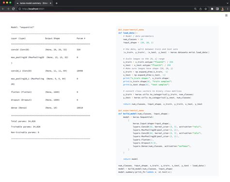Displaying Keras Modelsummary Table In Streamlit App Using Streamlit Streamlit