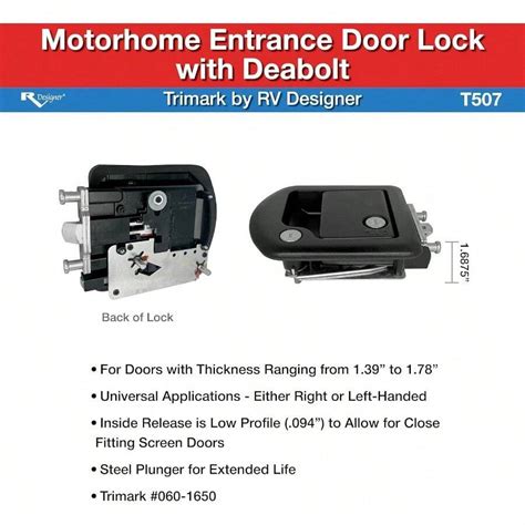 Rv Designer T507 Motorhome Entrance Door Lock With Built In Deadbolt